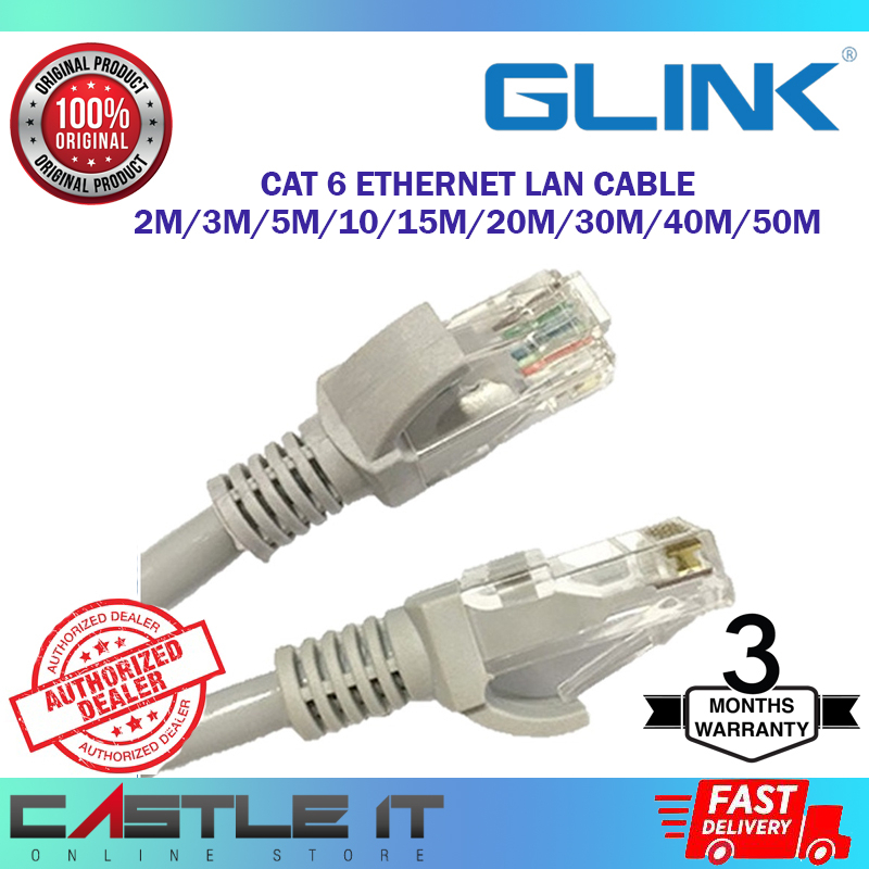 GLINK CAT6 ETHERNET LAN CABLE 2M/3M/5M/10M/15M/20M/30M ROUND WHITE HIGH SPEED CABLE | Shopee ...