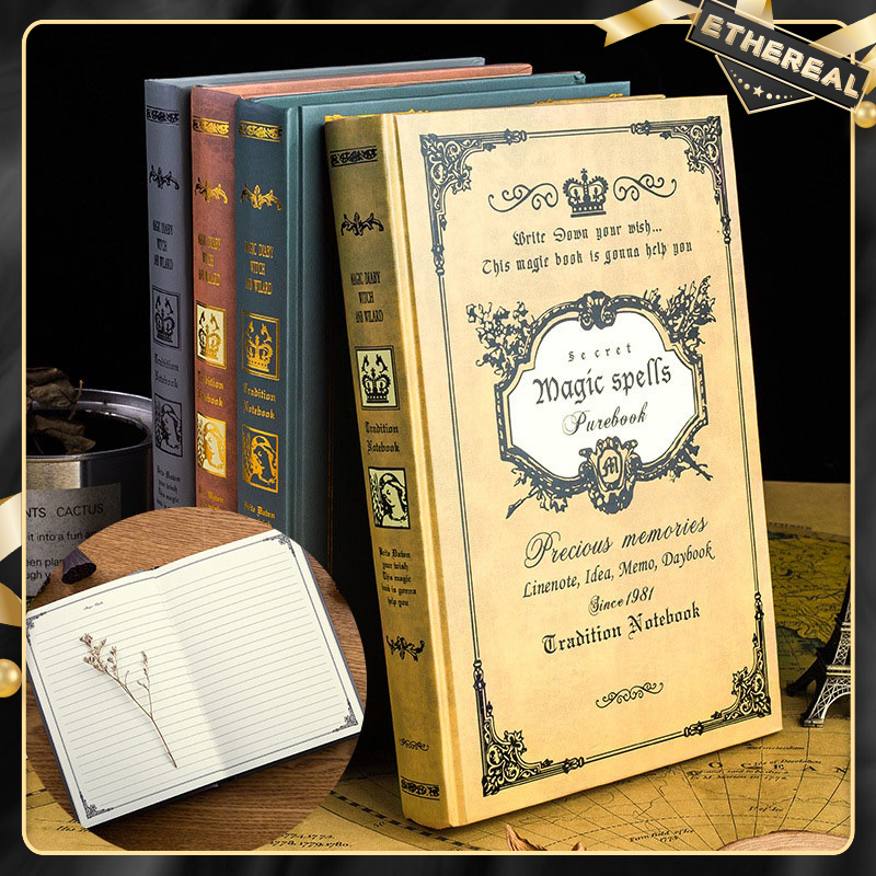 European Notebook Retro Super Thick Diary Simple Reading Record Book ...
