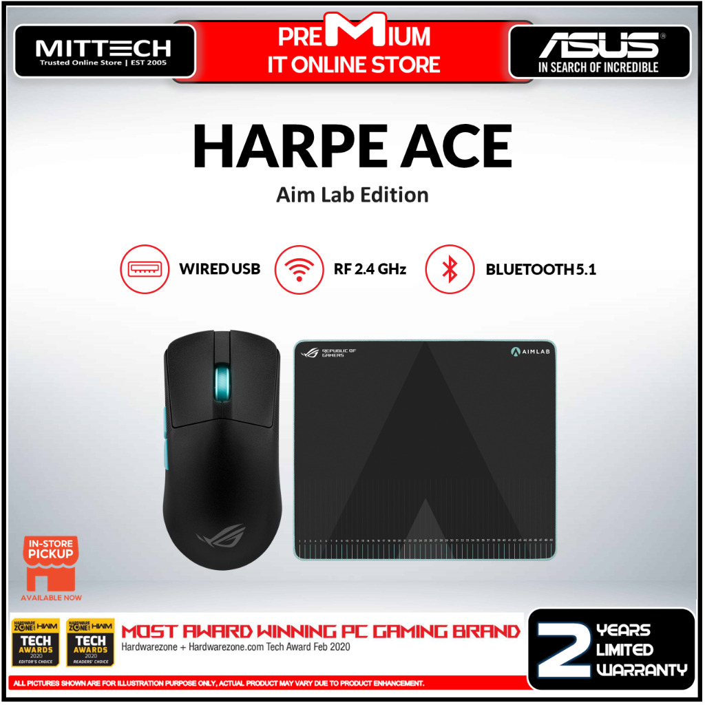 Asus ROG Harpe Ace Aim Lab Edition 54-Gram Wireless Gaming Mouse With A ...