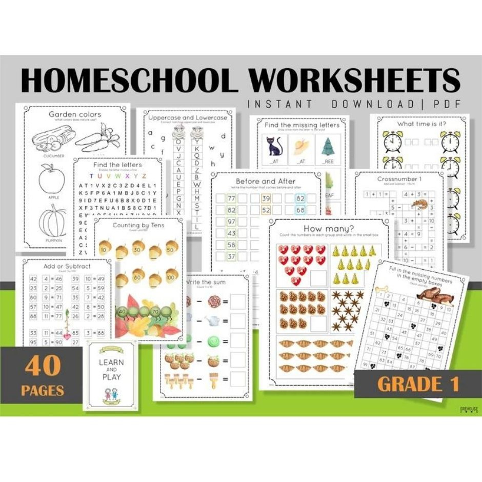 A252 – [PDF] Homeschool worksheets grade 1 (Math/Letters/Colors/Time ...