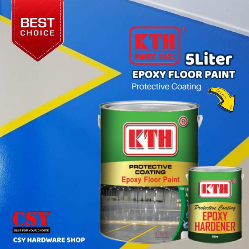 KTH Epoxy Floor Paint 5Liter ( 4+1) / Cat Lantai Tahan / Cat Besi Dan ...