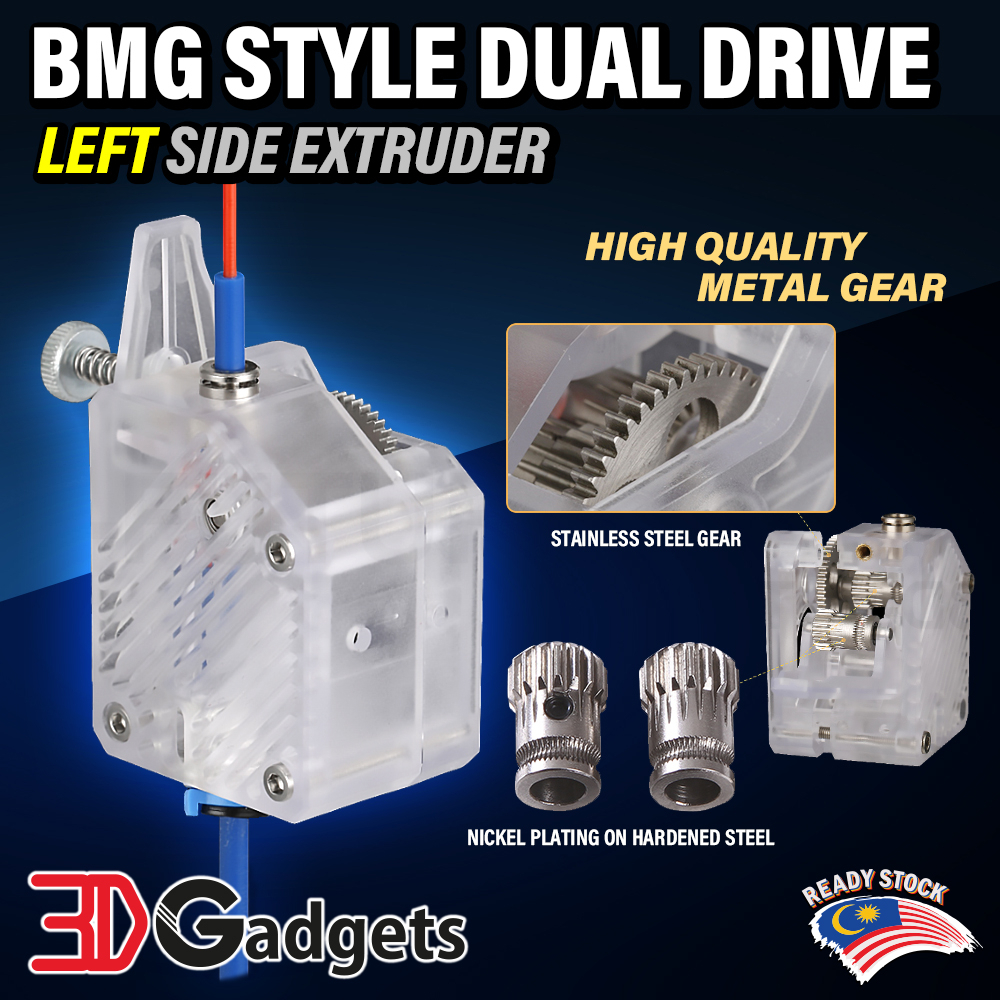 Transparent BMG style Dual Drive Extruder (Left Side) for FDM 3D ...