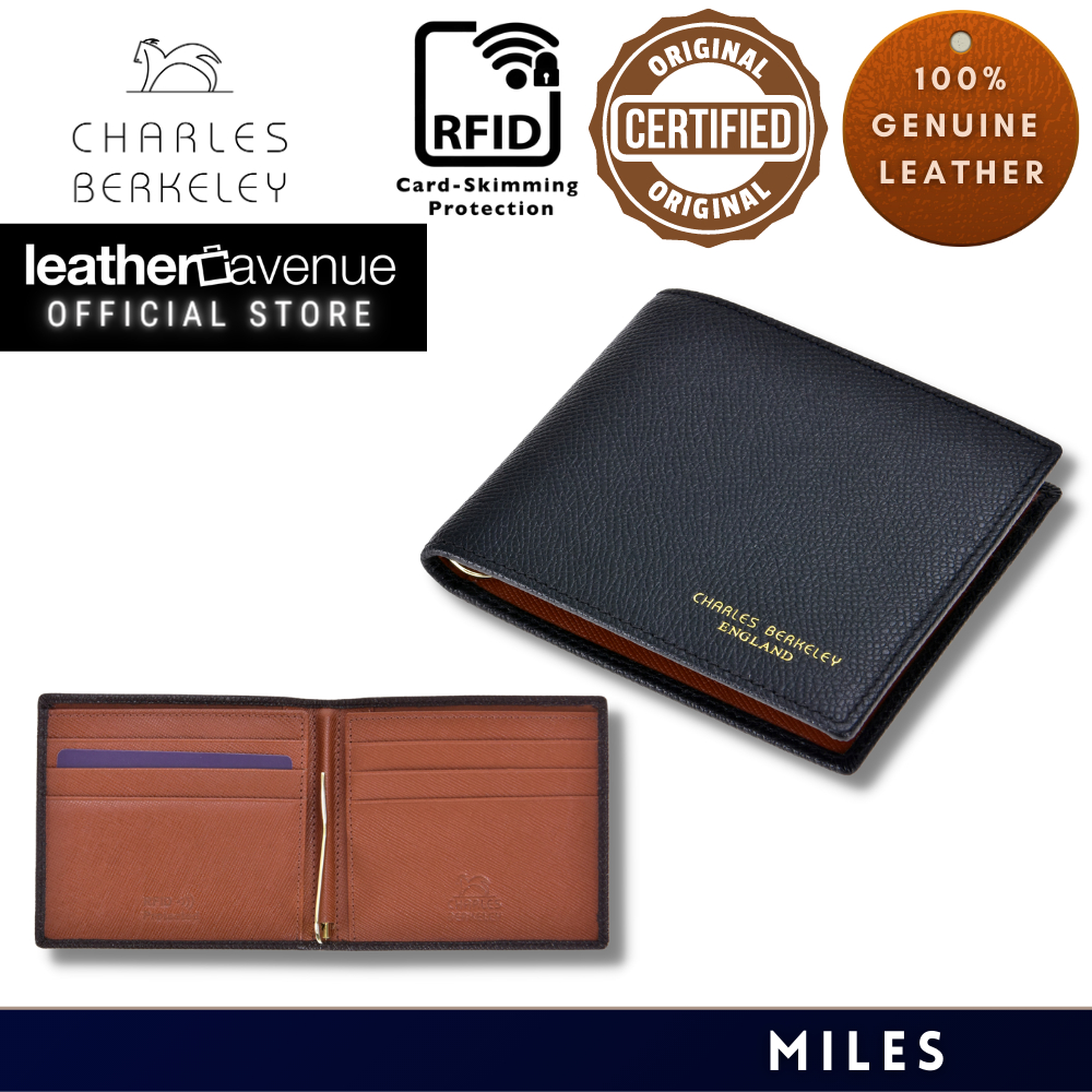 Charles Berkeley MILES Men's Wallet with Money Clipper Saffiano Leather ...
