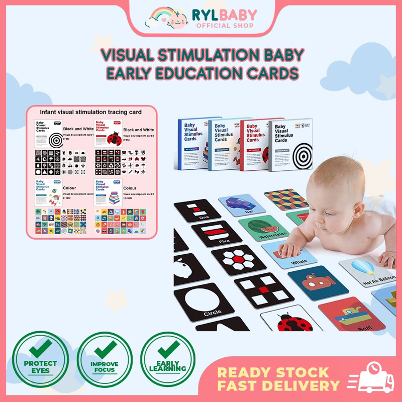 Montessori Baby Flash Card | Baby Sensory Cards | High Contrast Visual ...