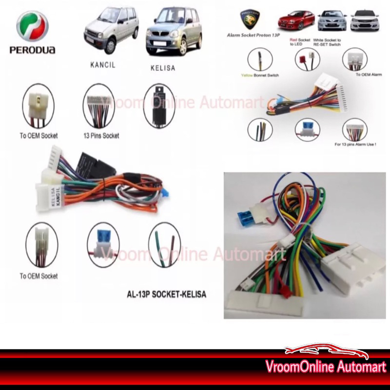 OEM "PLUG N PLAY 13pin Car Alarm Socket CABLE "PROTON/PERODUA OEM ...