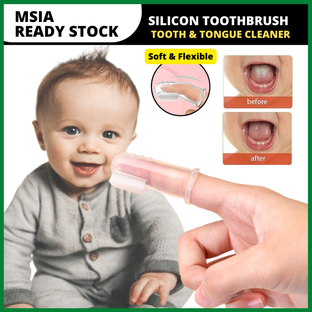 Baby Silicone Toothbrush Rubber Finger Brush Berus Gigi Bayi Tongue ...