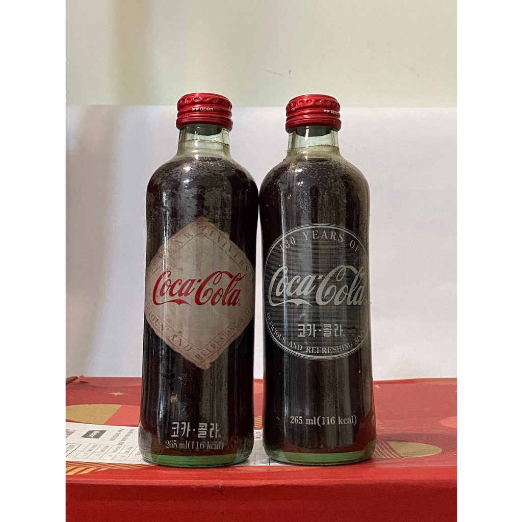 Korea Coca-cola 130 Years Plastic Full Wrap Full Glass Bottle Set (2 ...
