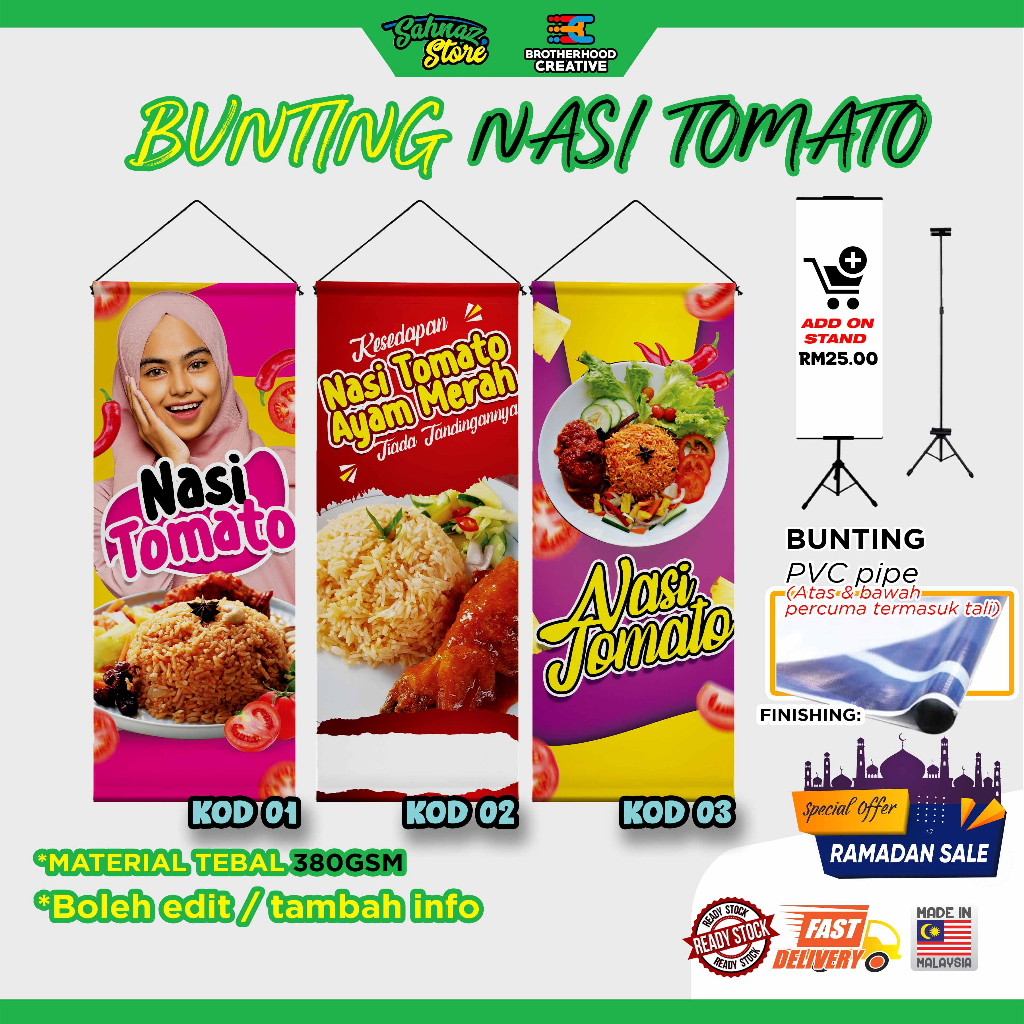 Bunting Nasi tomato | Bunting Banner produk makanan readymade design ...