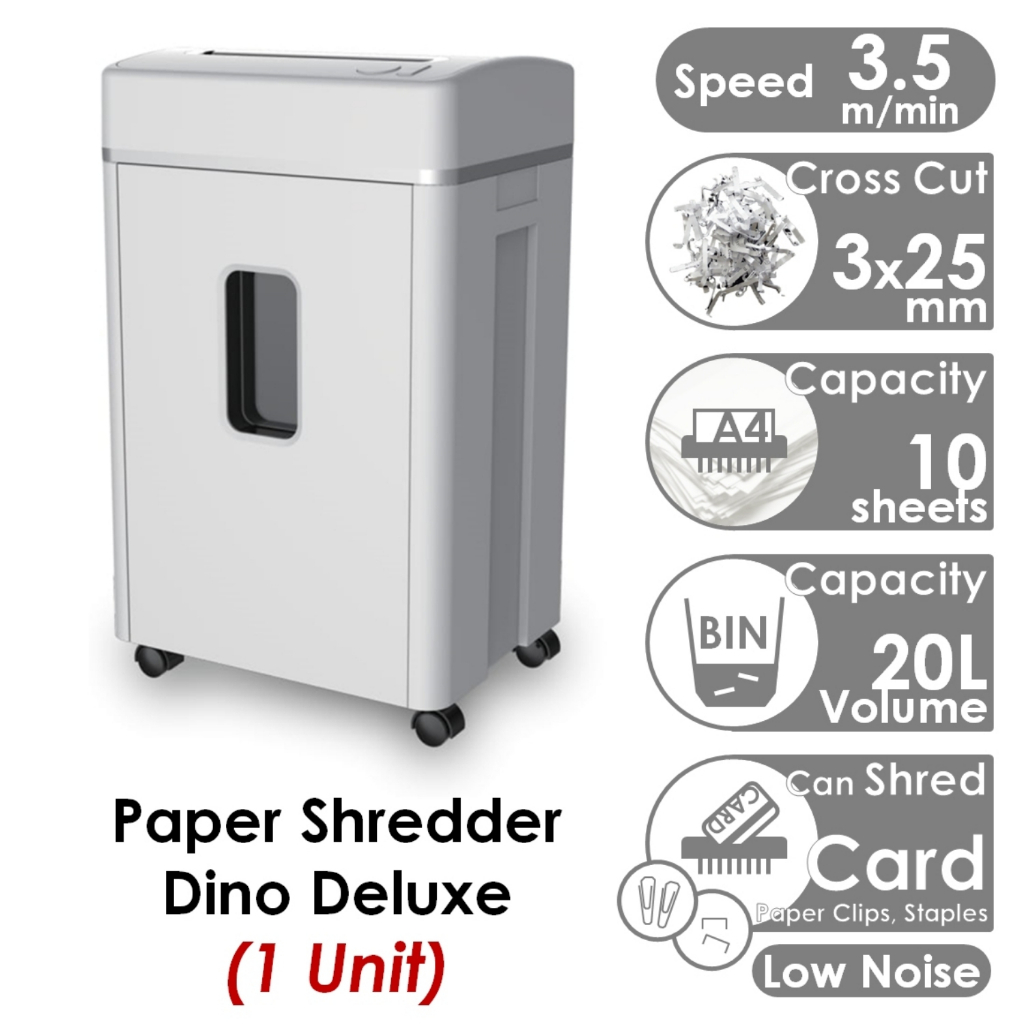 Dino Deluxe Paper Shredder (Cross Cut)-10 sheets (20L) (Paper Shredder ...