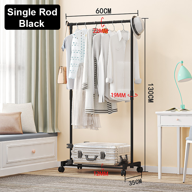 Single/Double-Pole Clothes Hanging Rack Laundry Cloth Drying Rack ...
