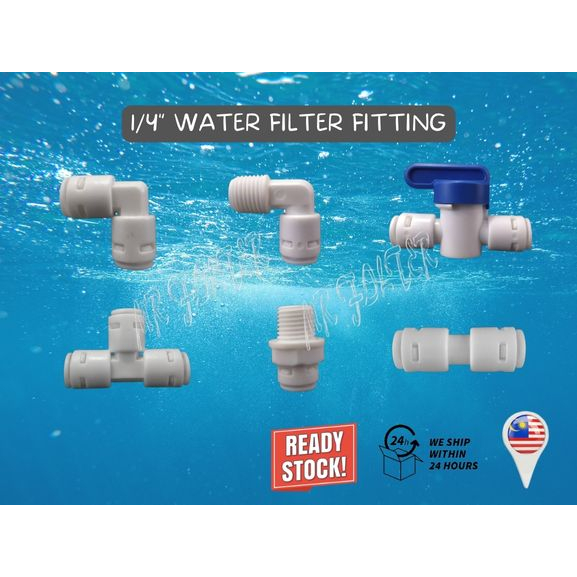 (Various Type) 1/4" 6mm Water Filter Fitting Elbow Connector, 4UE4 ...