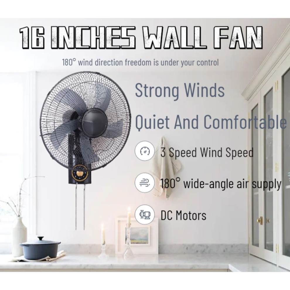 Ready Stock 16 Inci 16" 16 Inch Wall Fan Kipas Dinding 3 Speed DC Motor ...