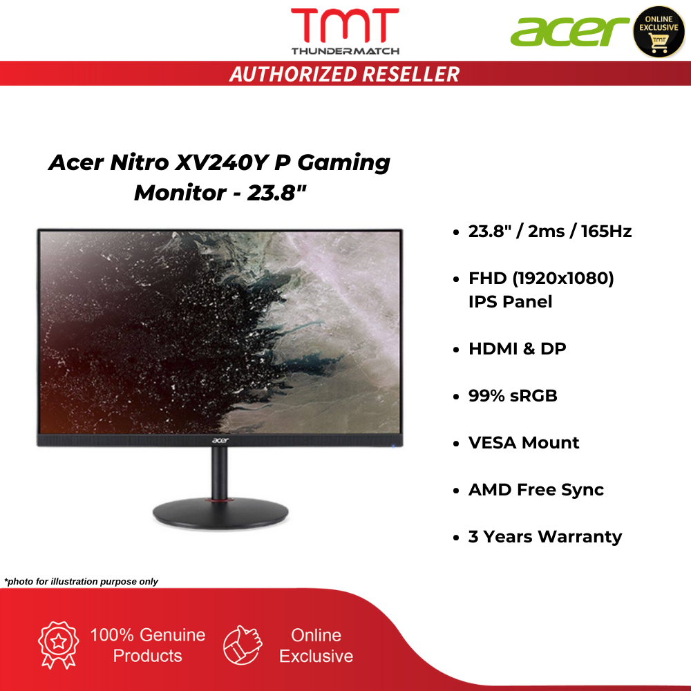Acer Nitro XV240Y P Gaming Monitor | 23.8" / 2ms / 165Hz OC / FHD | 99% ...