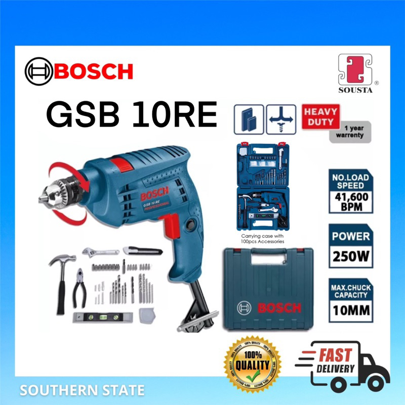 BOSCH GSB 10RE Professional Impact Drill With 100pcs Accessories Set ...