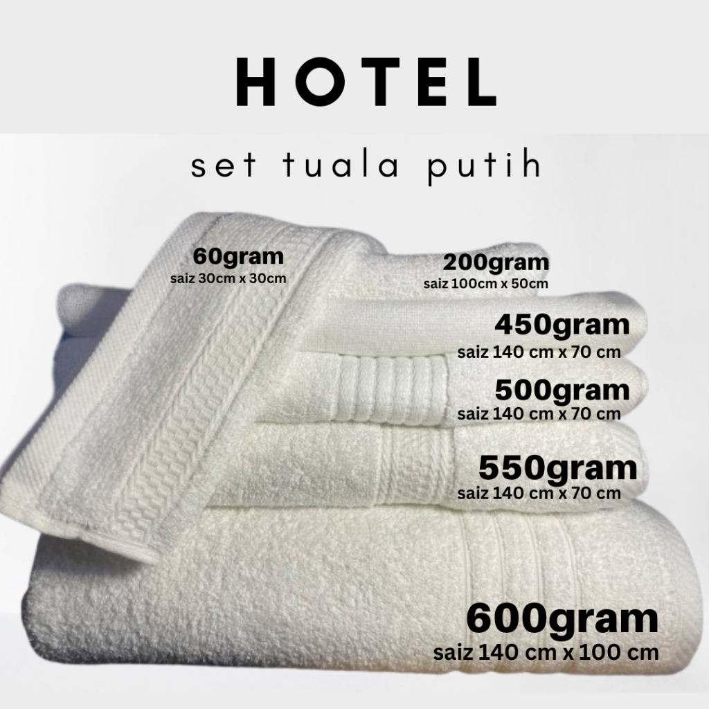 White Hotel Super Large King Size 1000gsm Tuala Mandi saiz besar warna ...