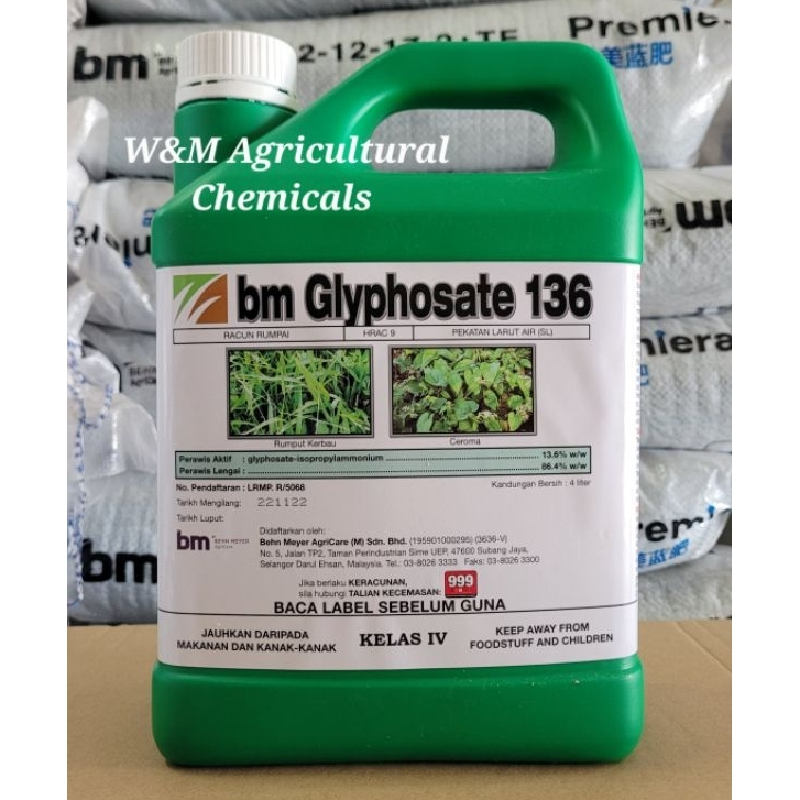bm Glyphosate 136 4L Behn Meyer Glyphosate 136 Racun Lalang, Herbicide,茅草精. Product of Germany ...