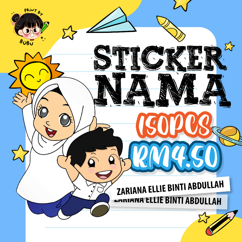 🔶150PCS STICKER NAMA🔶 TRANSPARENT / WHITE STICKER NAMA PELAJAR | Shopee ...