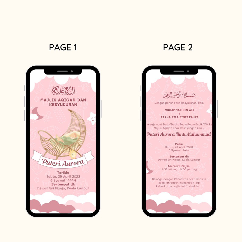 Kad Jemputan Majlis Aqiqah | Hari Jadi | Invitation Card | Shopee Malaysia