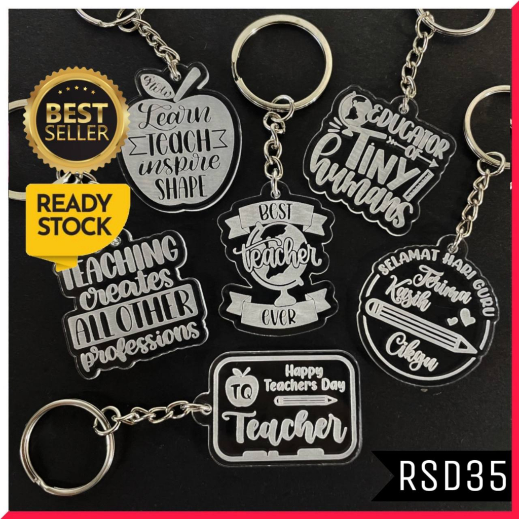 (RSD35) Teacher Keychain Happy Teachers Day Selamat Hari Guru Present ...