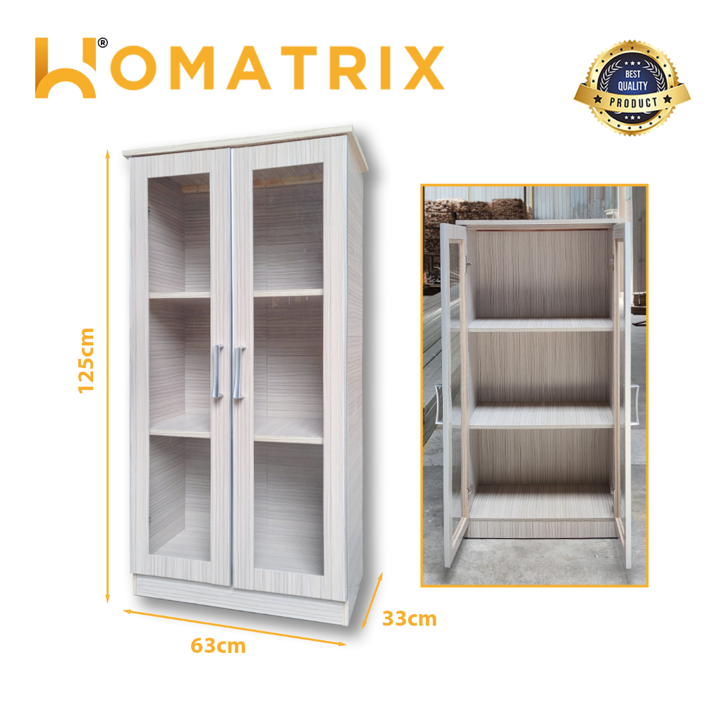 HOMATRIX Display Glass Cabinet Living Room Bookcase Storage Almari Kaca ...