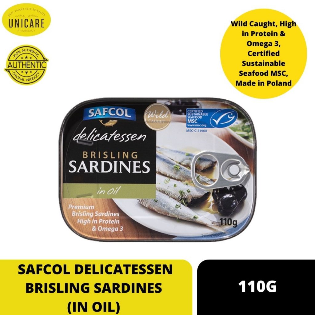 SAFCOL DELICATESSEN BRISLING SARDINES (IN OIL) 110G. Wild Caught, High ...