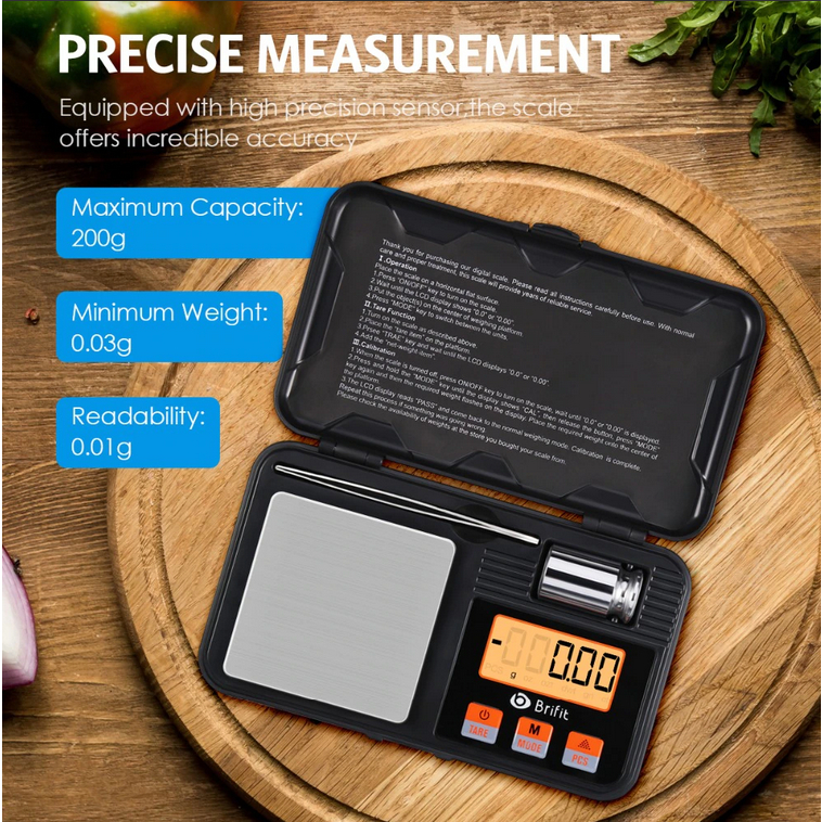 Electronic Digital Scale 200g 0.01g Mini Scale Precision Professional Pocket Scale Milligram ...