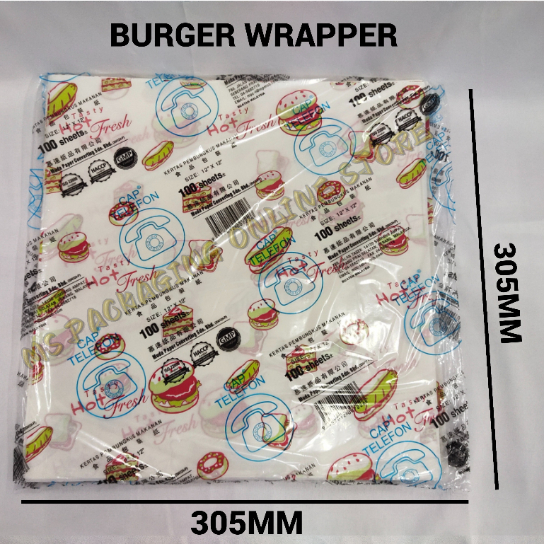 Burger Wrapper Paper ( 100sheets± ) Cap Telefon. paper top - Burger ...