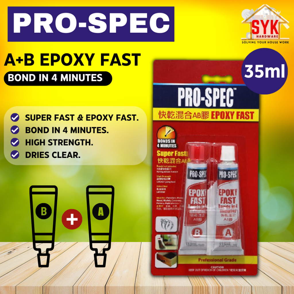 SYK PRO-SPEC 35ml A + B Epoxy Fast Bonds In 4 Minutes Multipurpose ...