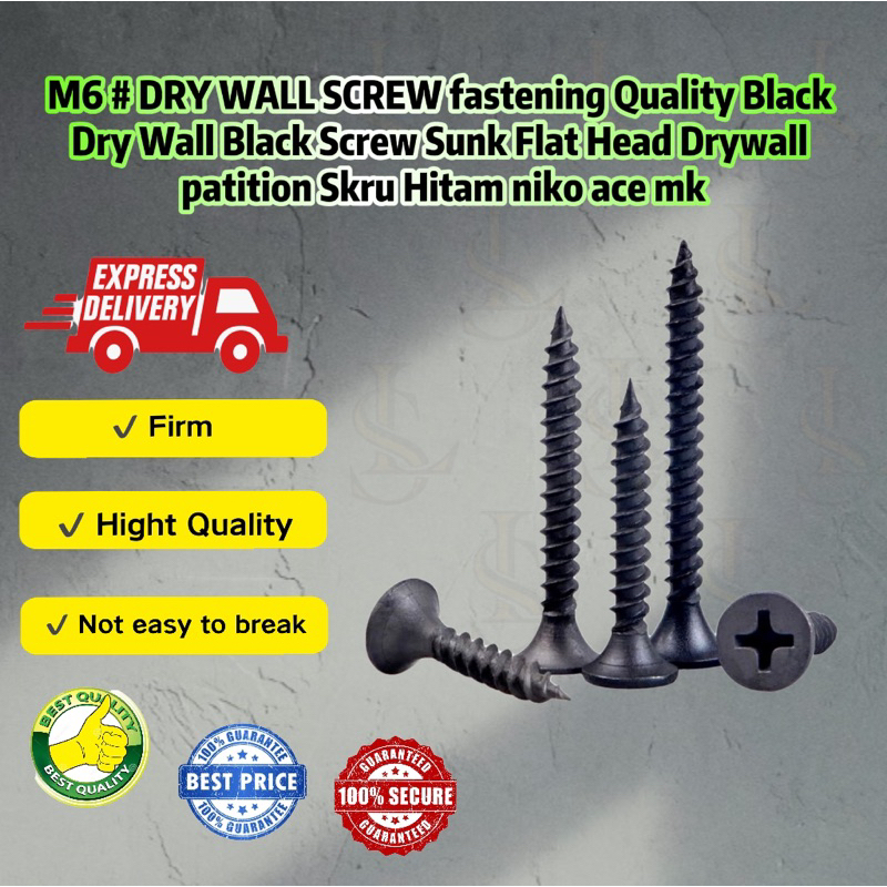M6 # DRY WALL SCREW fastening Quality Black Dry Wall Black Screw Sunk ...