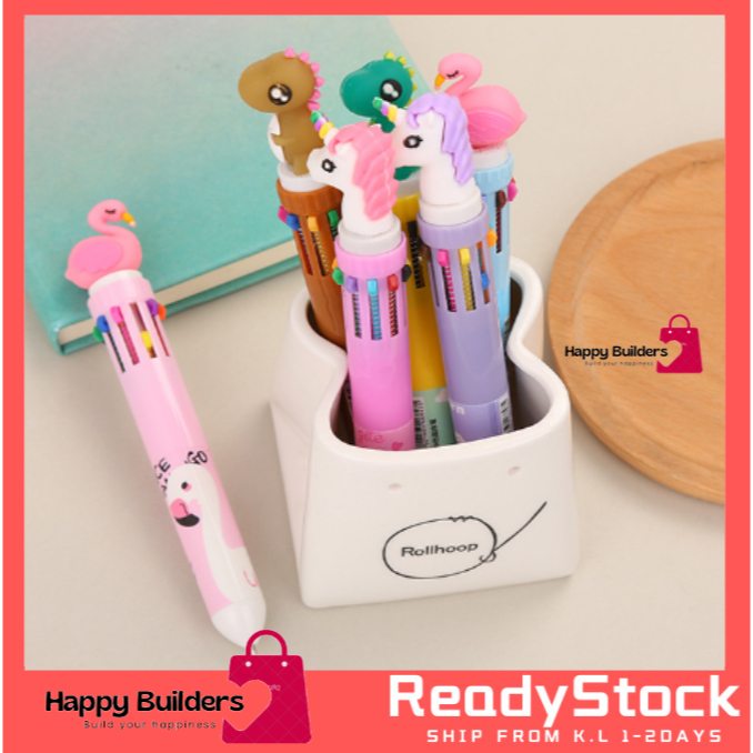 Cartoon Pen 10 color Retractable Unicorn Dinosaur ten colors kids cute ...