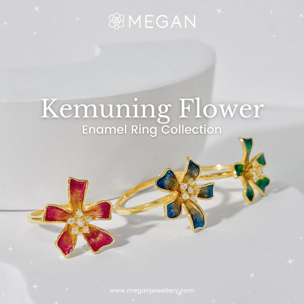 Megan Jewellery Kemuning Flower Enamel Ring Collection 1 Emas 916 ...