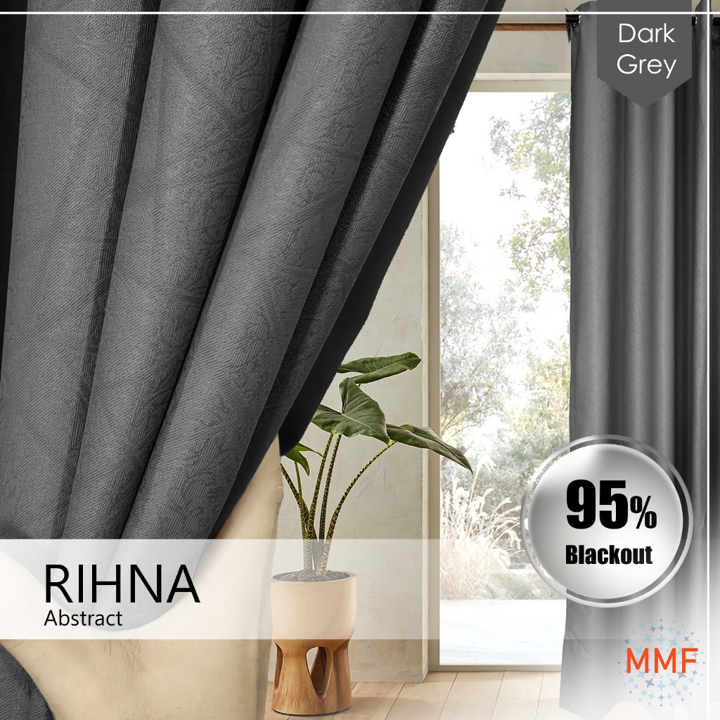 15/8 Mad|3D RIHNA | Langsir 95% Blackout Bercorak | Warna Dark Grey for ...