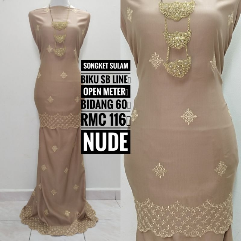 KAIN PASANG SONGKET SULAM BIKU SB LINE COTTON/BIDANG 60&45/OPEN METER ...