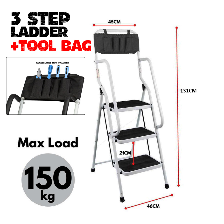 3/4/5 Step Foldable Step Ladder With Handle Tangga Lipat Heavy Duty ...