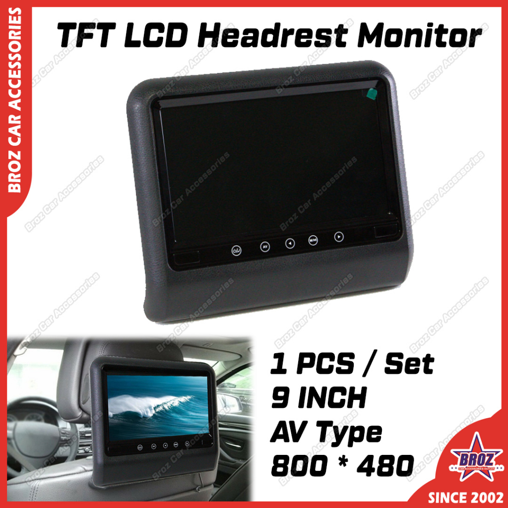 9 Inch Ultra Thin LCD TFT Active Clip On Headrest Monitor AV Type 12V ...