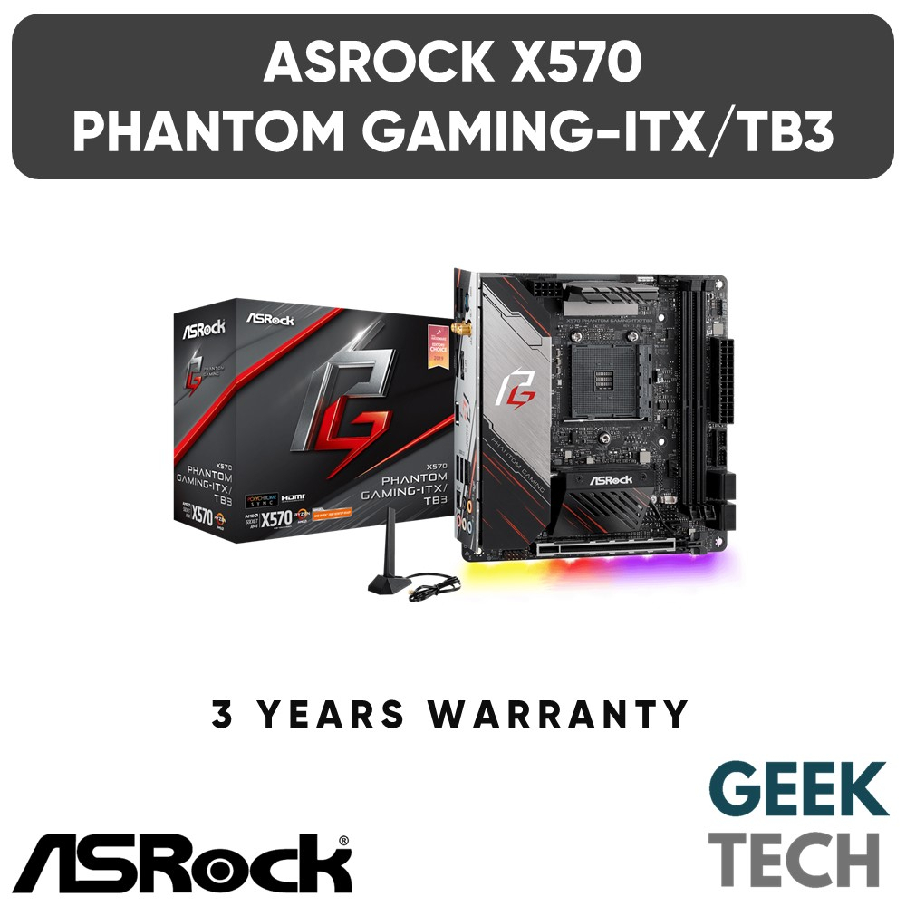 ASROCK X570 Phantom Gaming ITX/TB3 WiFi 6 ITX Motherboard - Supports AM4 Ryzen 2000, 3000, 4000 ...