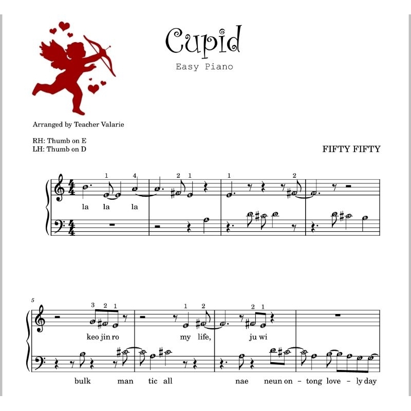 CUPID by fifty fifty | Easy Piano Sheet Music KPOP | Shopee Malaysia