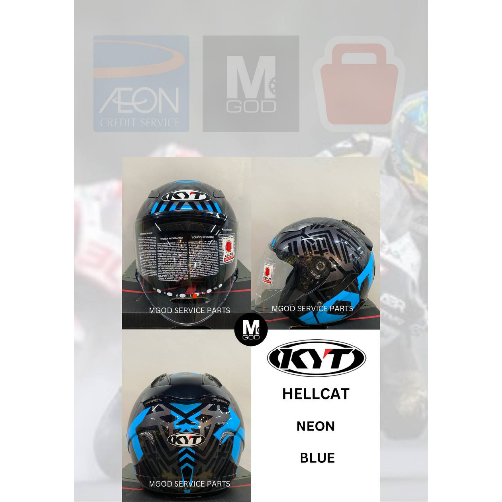 YWHL00X9 KYT HELMET NEON BLUE HELLCAT KYT MOTORCYCLE HELMET OPEN FACE ...