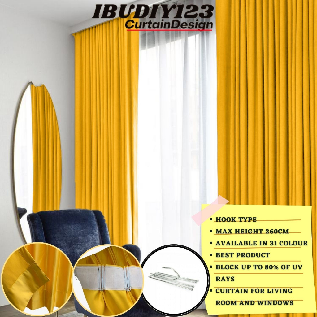 G16-Ready Made Curtain!!! Siap Jahit Langsir ,Langsir Kain Tebal (JENIS ...