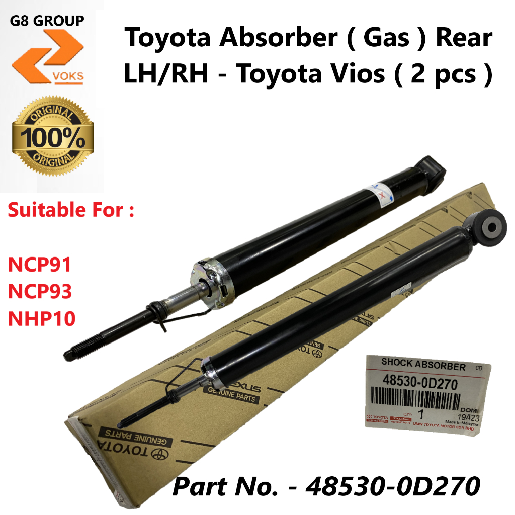Toyota Absorber ( Gas ) Rear LH/RH - Toyota Vios - 2 pcs ( 48530-0D270 ...
