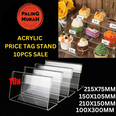 10PCS Acrylic Sign Display Holder Price Name Card Tag Label Stands SET ...