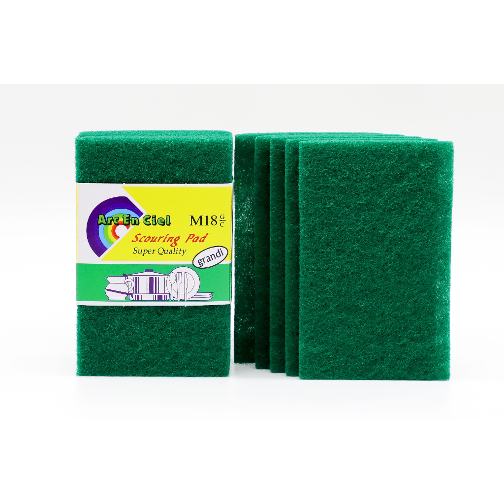 ARC EN CIEL M18G 5Pcs Green Scouring Pad Sponge Kain Hijau | Shopee ...