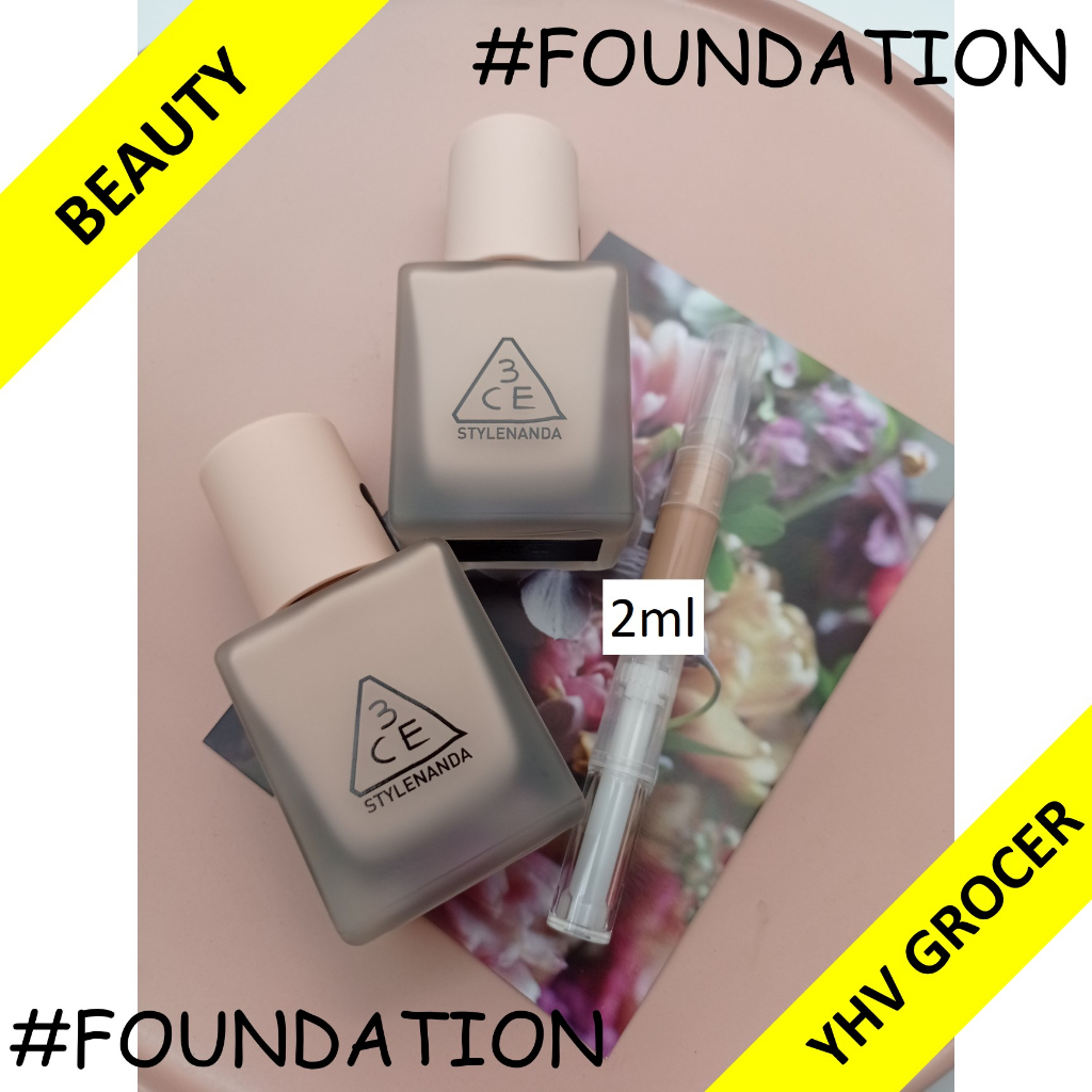 100% 3ce Velvet Fit Foundation 小奶砖粉底液分装 | Shopee Malaysia