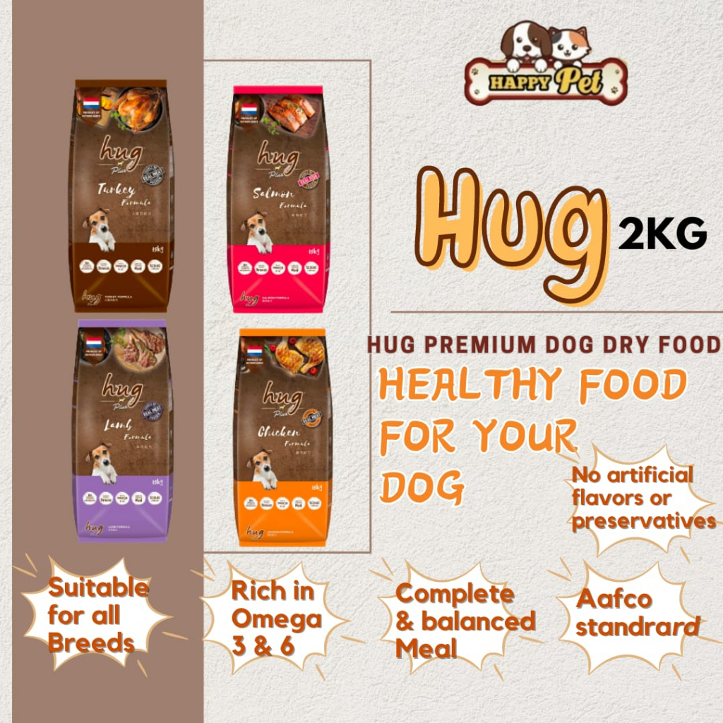 READY STOCK HUG PREMIUM DOG DRY FOOD 2KG PLUS FORMULA ( TURKEY, CHICKEN ...