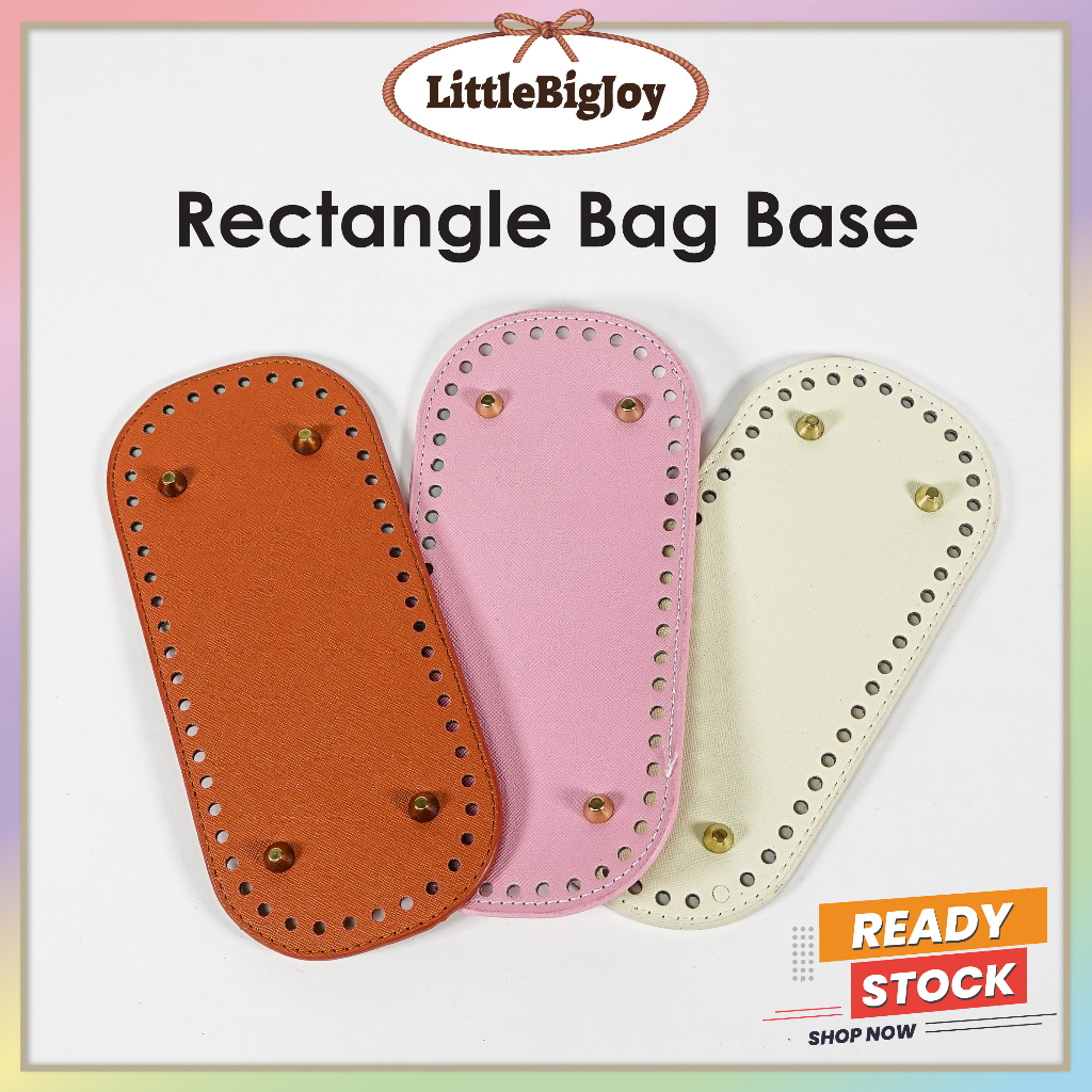 DIY Rectangular Bag Base PU Leather with Studs Crochet Tapak Beg Segi ...