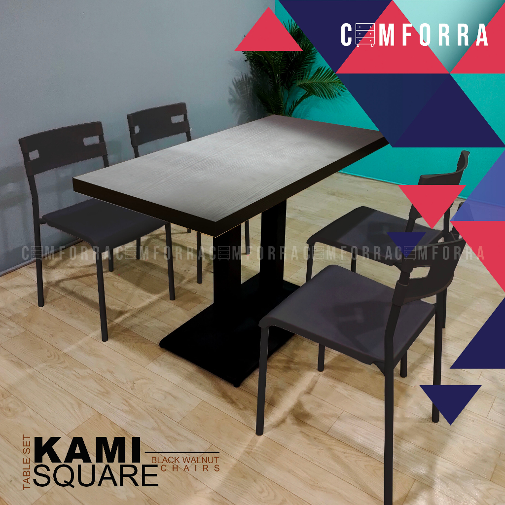 COMFORRA Kami Table - Contemporary Dining Table 120X60cm & 4pcs Square ...
