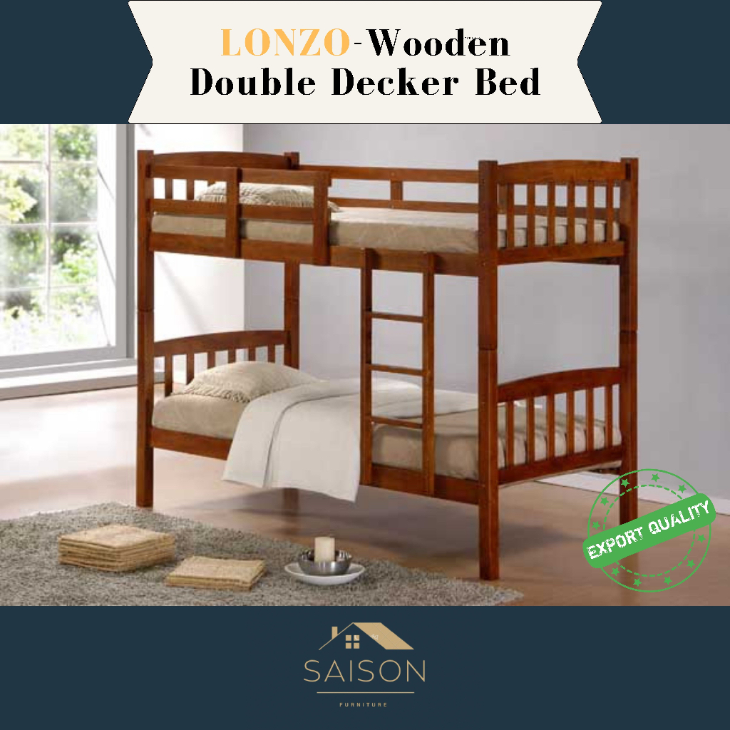 Saison LONZO Wooden Double Decker Bed - EXPORT QUALITY | Shopee Malaysia