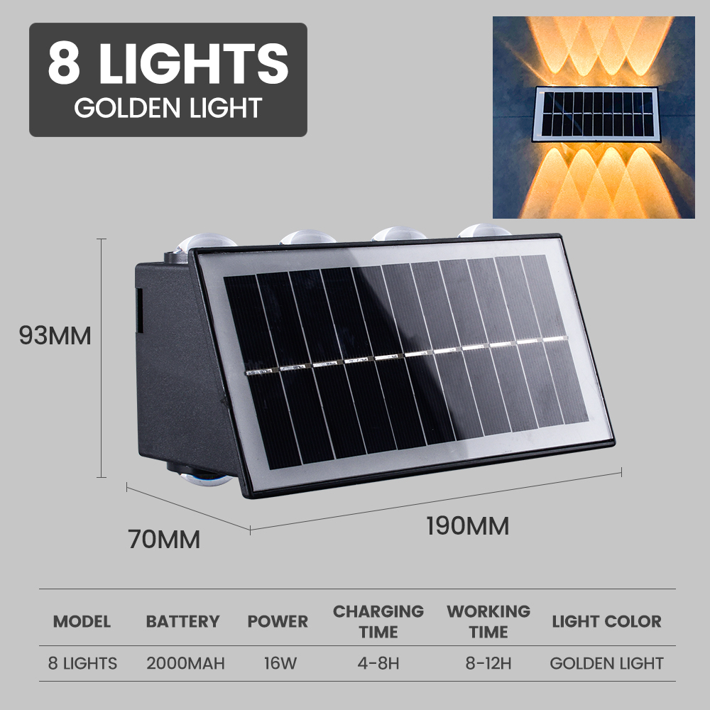 Dingdian LED Outdoor Solar LED Wall Lamp 6W/8W/12W 4/6/8LEDs Waterproof ...
