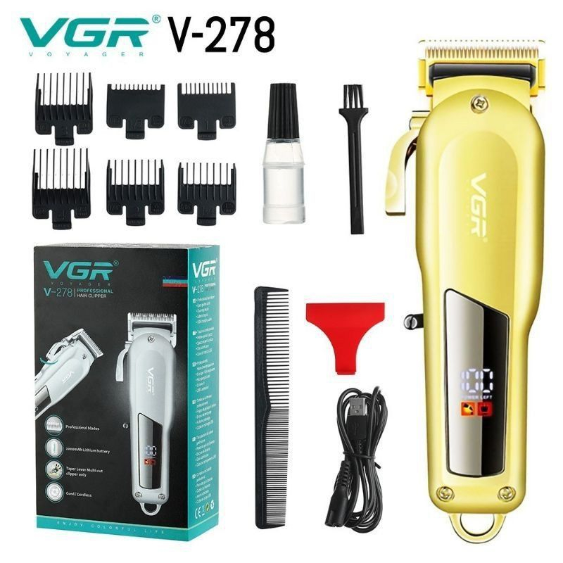 VGR V-278 Zero Adjustable Professional Rechargeable Hair trimmer Metal hair clipper mesin rambut ...