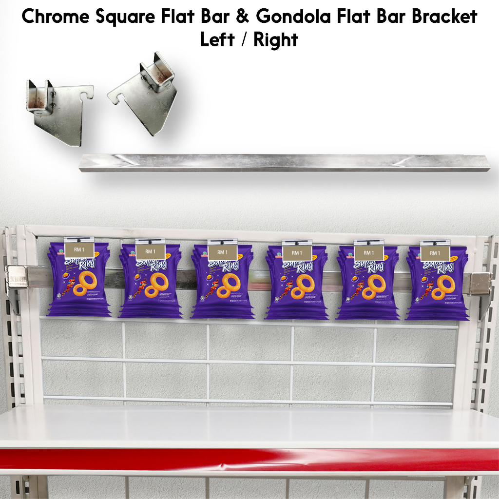 Chrome Square Flat Bar & Gondola Flat Bar Bracket | Shopee Malaysia